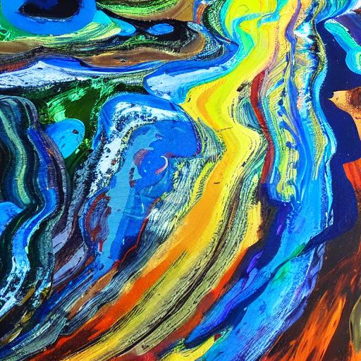 Abstract painting of a flowing river sound | OpenArt