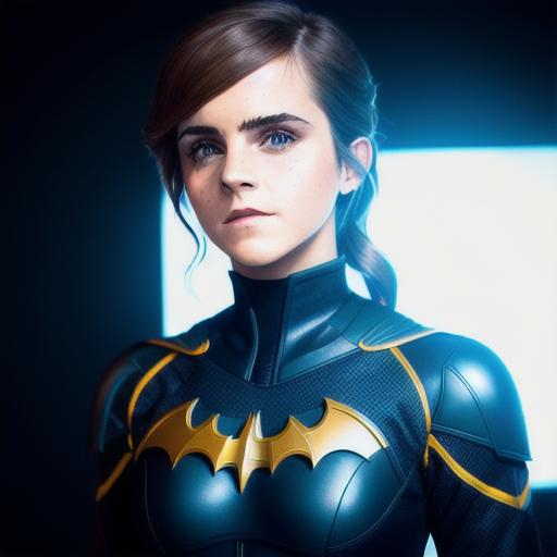 Emma watson, dressing batgirl suit , black backgroun...