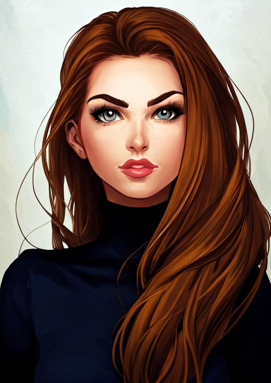 Beautiful woman cartoon portrait | OpenArt