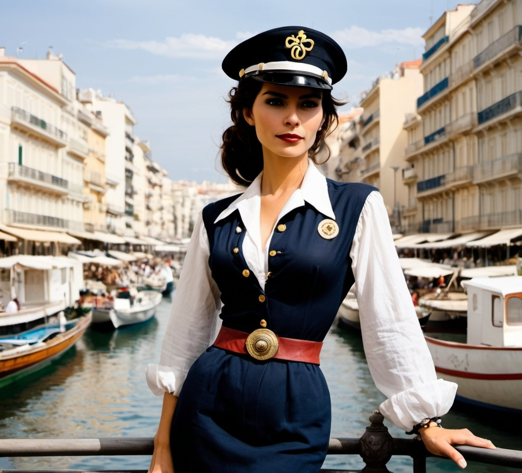 Create a famale version of Corto Maltese. To be a w...