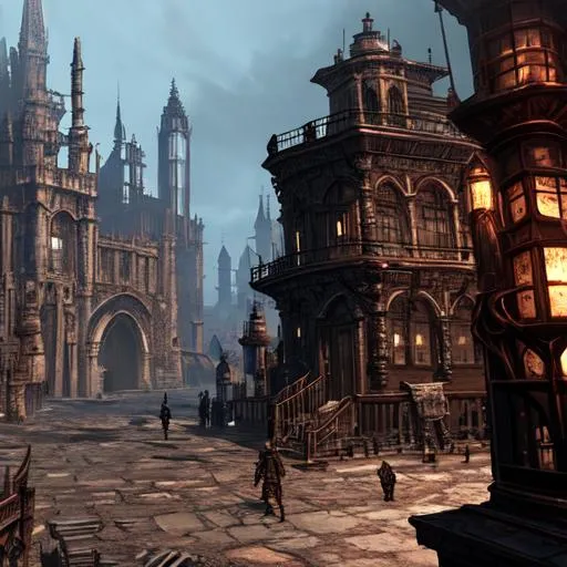 an entirely steampunk area in bloodborne, highly det... | OpenArt