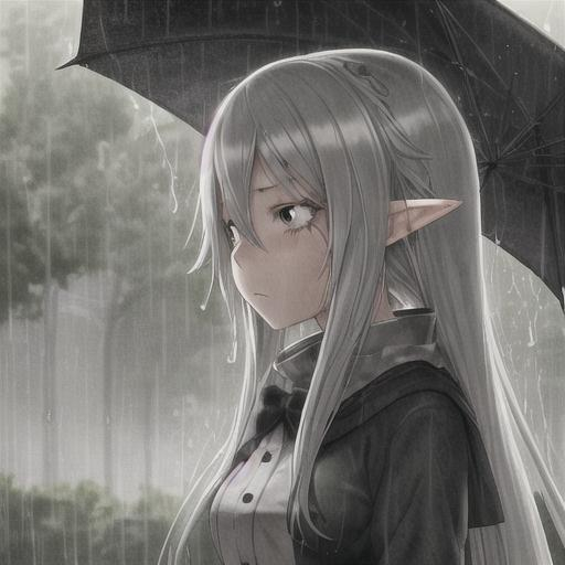 professional illustration; anime girl with sad expre...