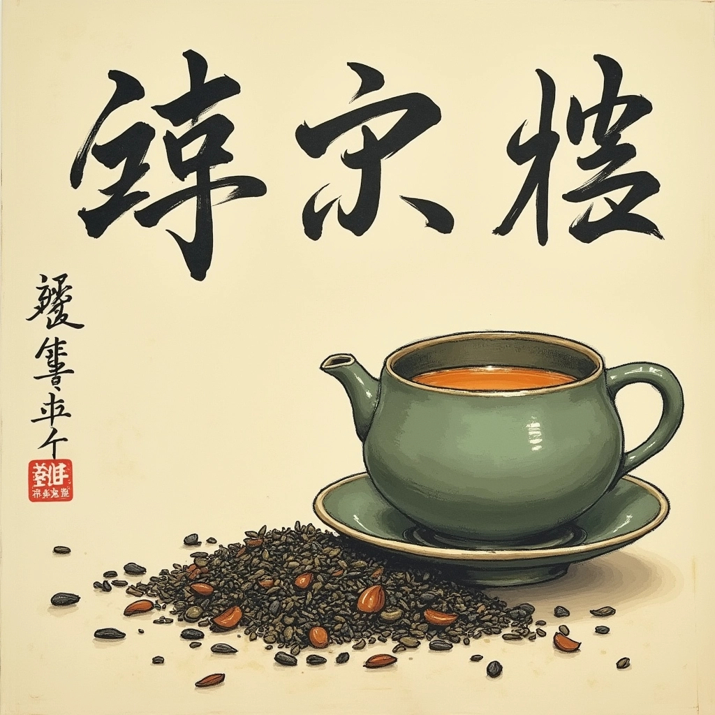 tea culture with the word 茶 in chinese calligraphy s...