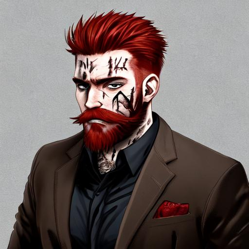 Male ex gangster, Irish, red hair, everywhere scars... | OpenArt