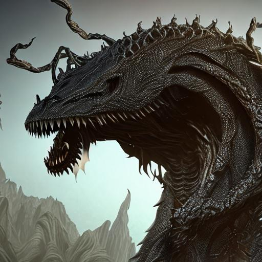 massive entity covered in obsidian scales, standing... | OpenArt