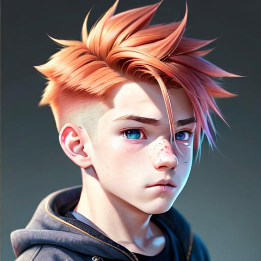 Boy Portrait,{character} with {color} hair and cute...