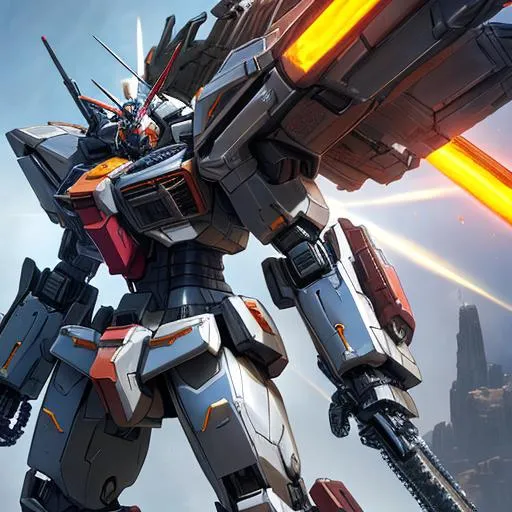 Gundam, frame inversion, detailed face, large mech b...