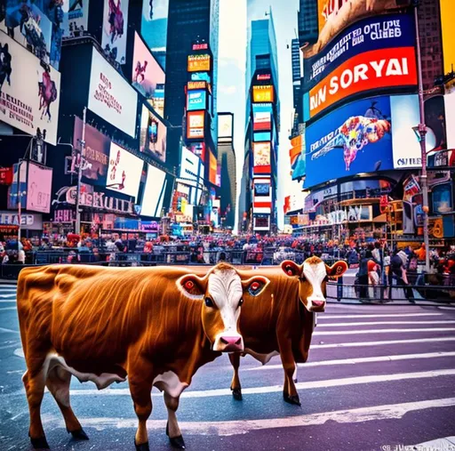 Cow in the streets of time square new york