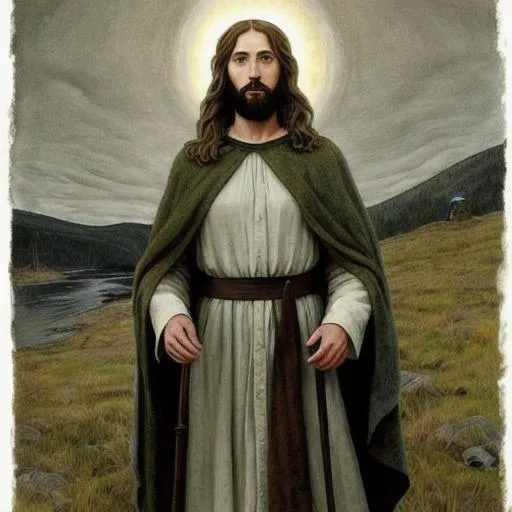 Jesus Christ dressed like a wizard in the style of A... | OpenArt
