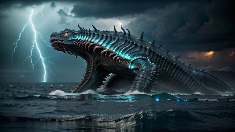 Insanely Detailed Giant Sea Creature Monster, Rising...