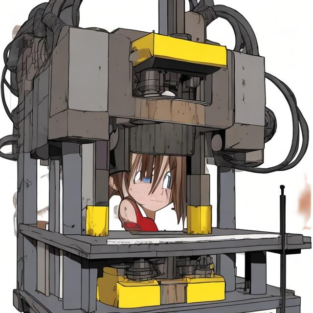 hydraulic press crushing anime girl flat