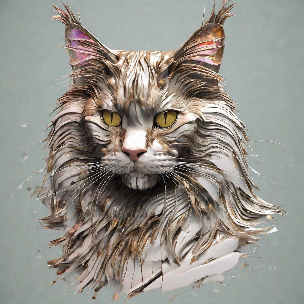 Art Deco, maine coon cat, Datanoshing, Ink v3, Splas...