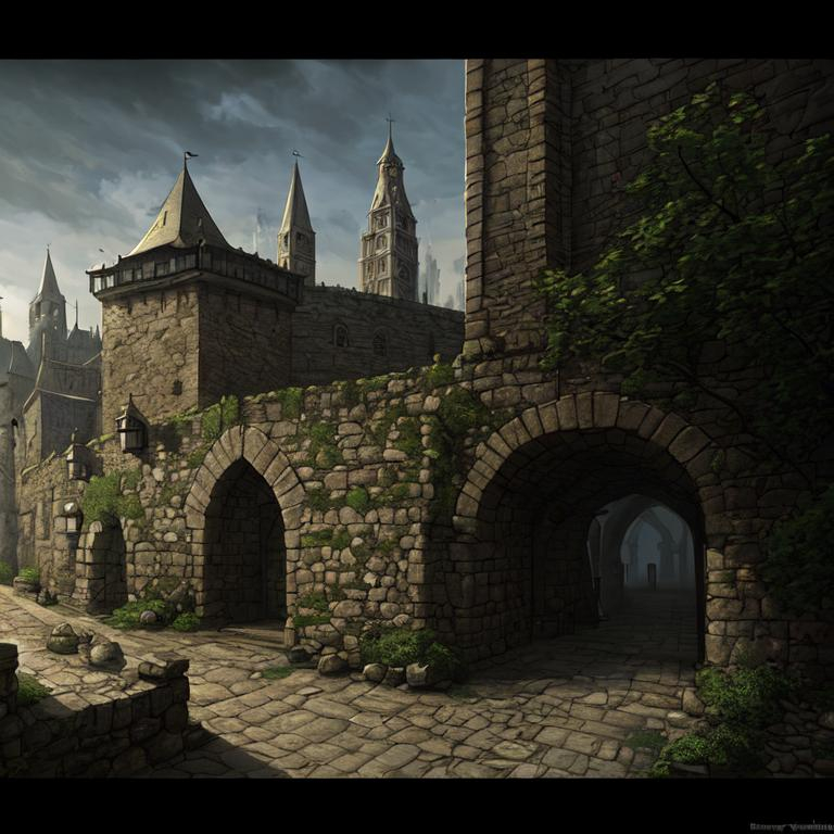 medieval big city with stone wall in DeviantArt and...