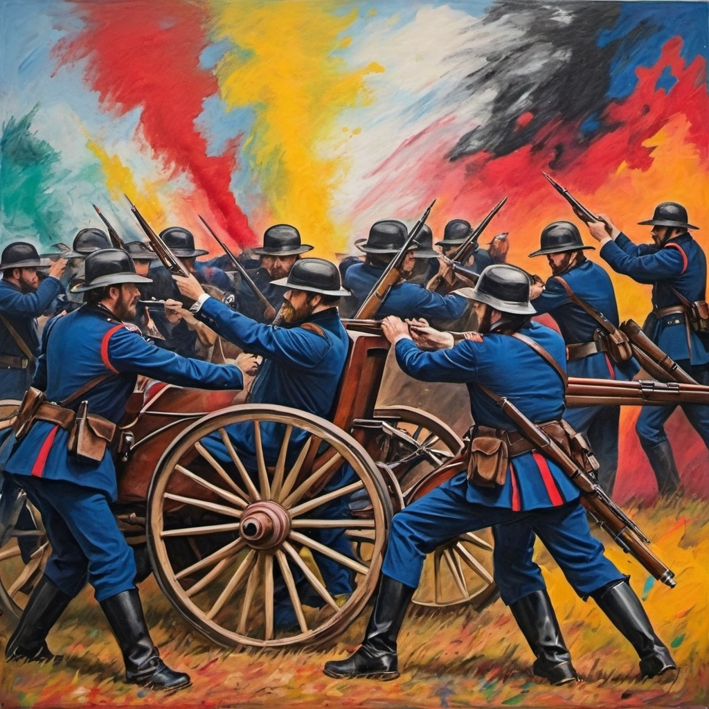 make me a crayon abstract painting of the civil war