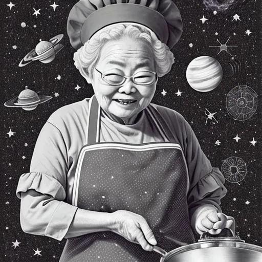 A celestial granny cook, by Sophia Chen, wearing a... | OpenArt