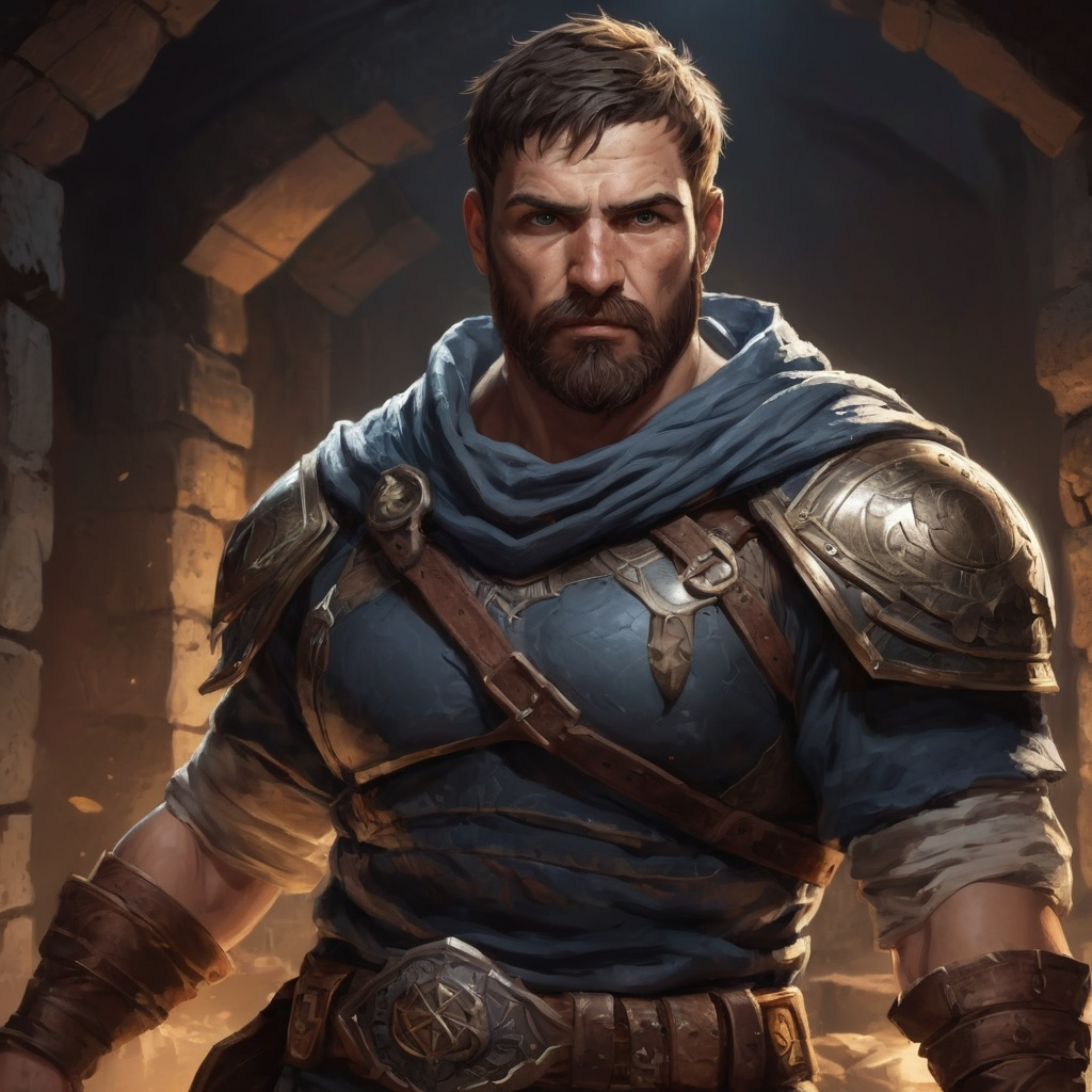 Male stocky large mature greek fighter with short-cu...