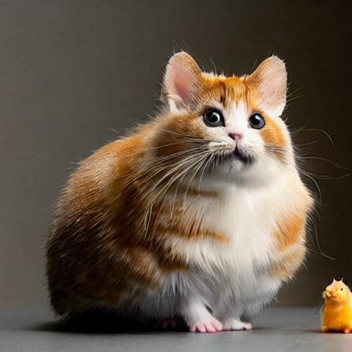 cat with hamster body
