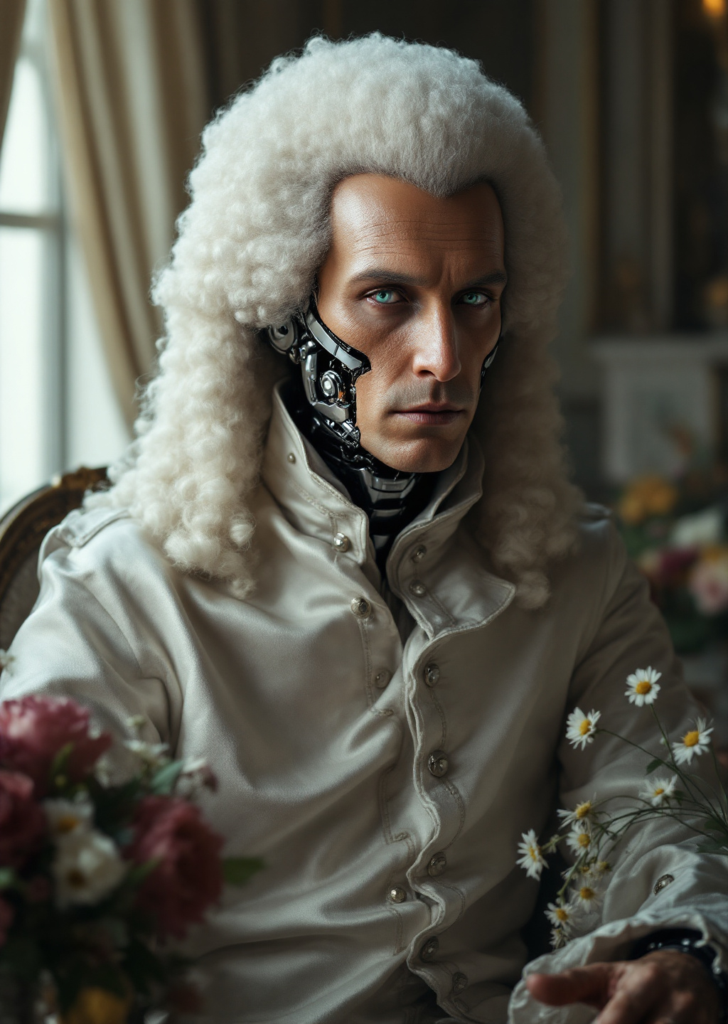 A humanoid android with the appearance of a count wi...