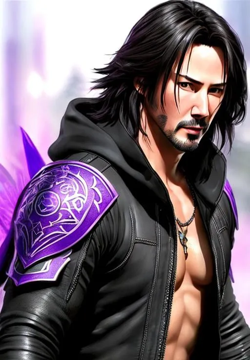 Keanu Reeves, 26 years old, ponytail, sleeveless, bl... | OpenArt