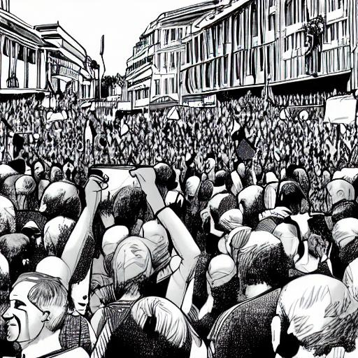 faceless politicians against faceless people in riot... | OpenArt
