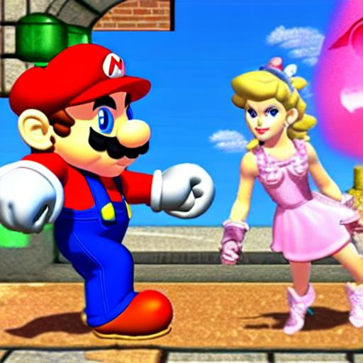 Mario punching peach