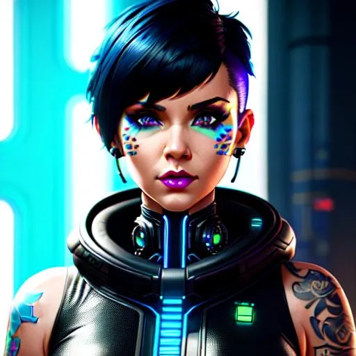 A girl and her border collie. Cyberpunk. Space. High... | OpenArt