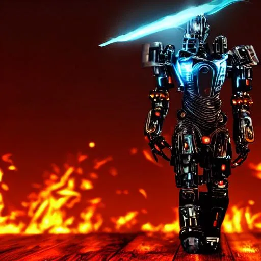 A robot made out of diamond has rocket arms that hav... | OpenArt