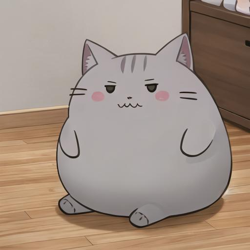 a cute fat gray tabby cat named pusheen