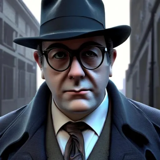 a professor dressed as a noir detective