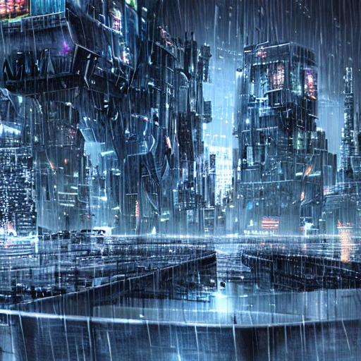 Raining in a futuristic city | OpenArt