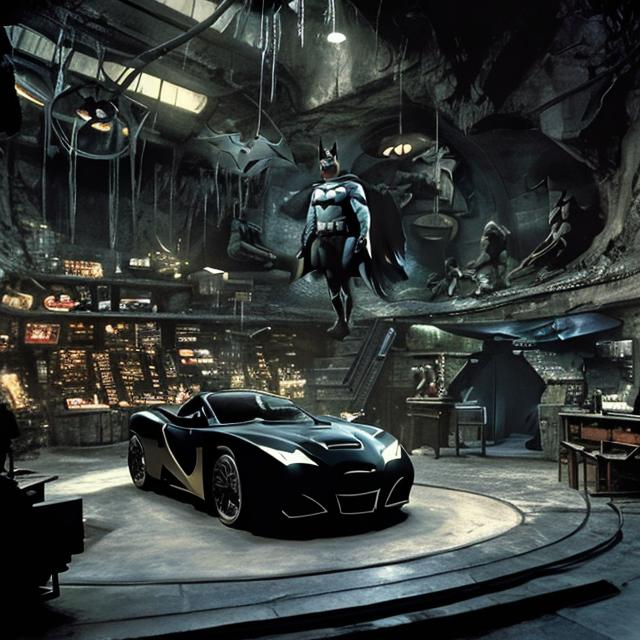 Batman in the batcave Hyperrealistic