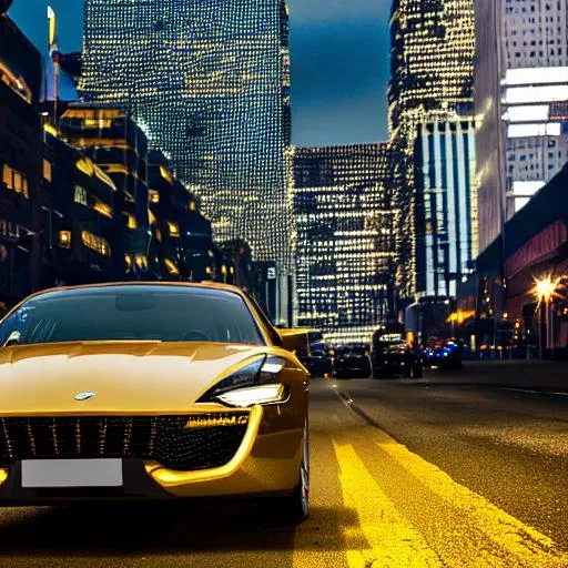 An car made of gold metal, textures, sharp focus, sh... | OpenArt