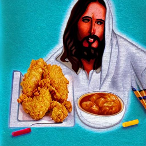 draw Jesus eating kfc