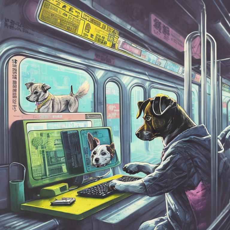 pop art chalk pastel art of a detailed dog hacking a... | OpenArt