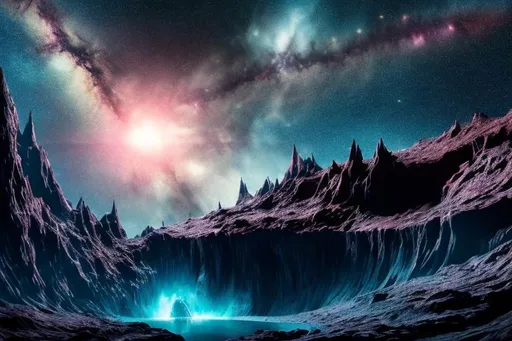 8k HD waterfall in space falling off the edge of a p...