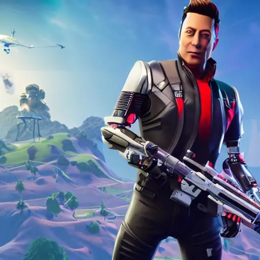 cybernetic Elon Musk in Fortnite high-resolution 4k... | OpenArt