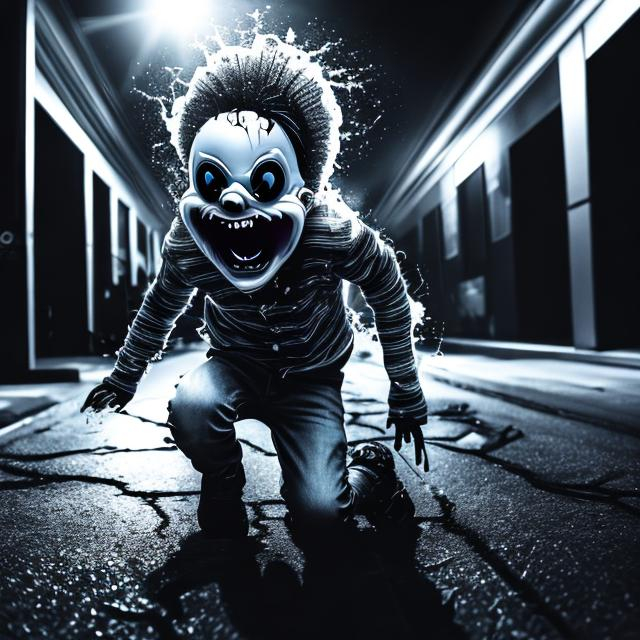 A photo of evil ghost crawling on the ground and scr... | OpenArt