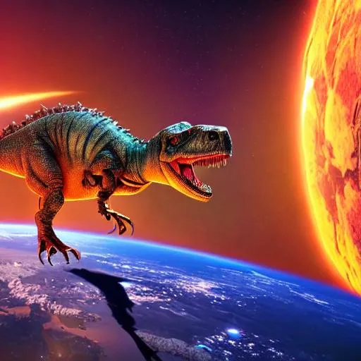 detailed dinosaur in a spacesuit,, standing on a pla... | OpenArt