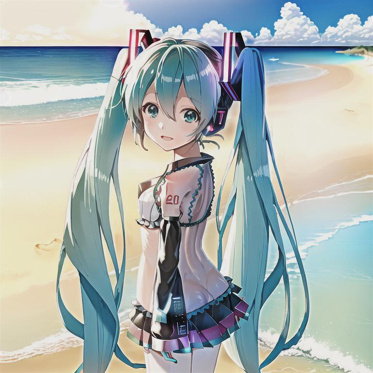 Hatsune Miku in the beach | OpenArt