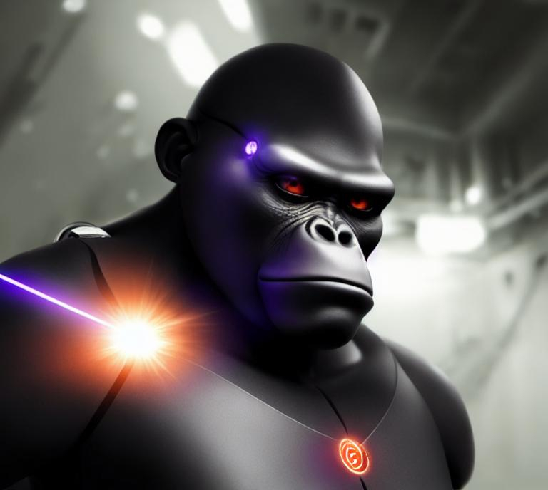 futuristic ai cyborg APE violet laser planetary | OpenArt