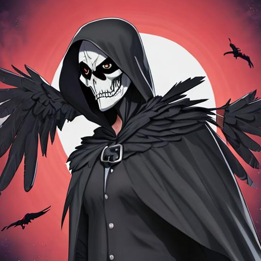 grim reaper crow superhero feathered cape | OpenArt