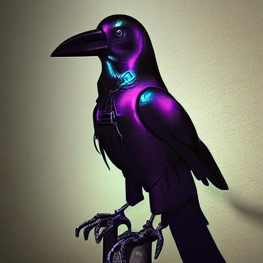 Metal cyberpunk crow bird hyper realistic neon | OpenArt
