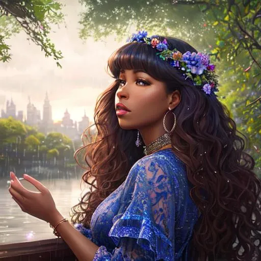 SZA, Hyper realistic face, touching water, battlefie... | OpenArt