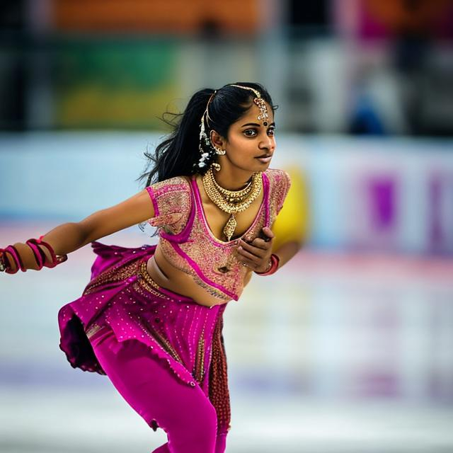 Indian woman doing skating