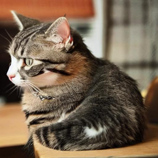 a cat is sitting on a table crying | OpenArt