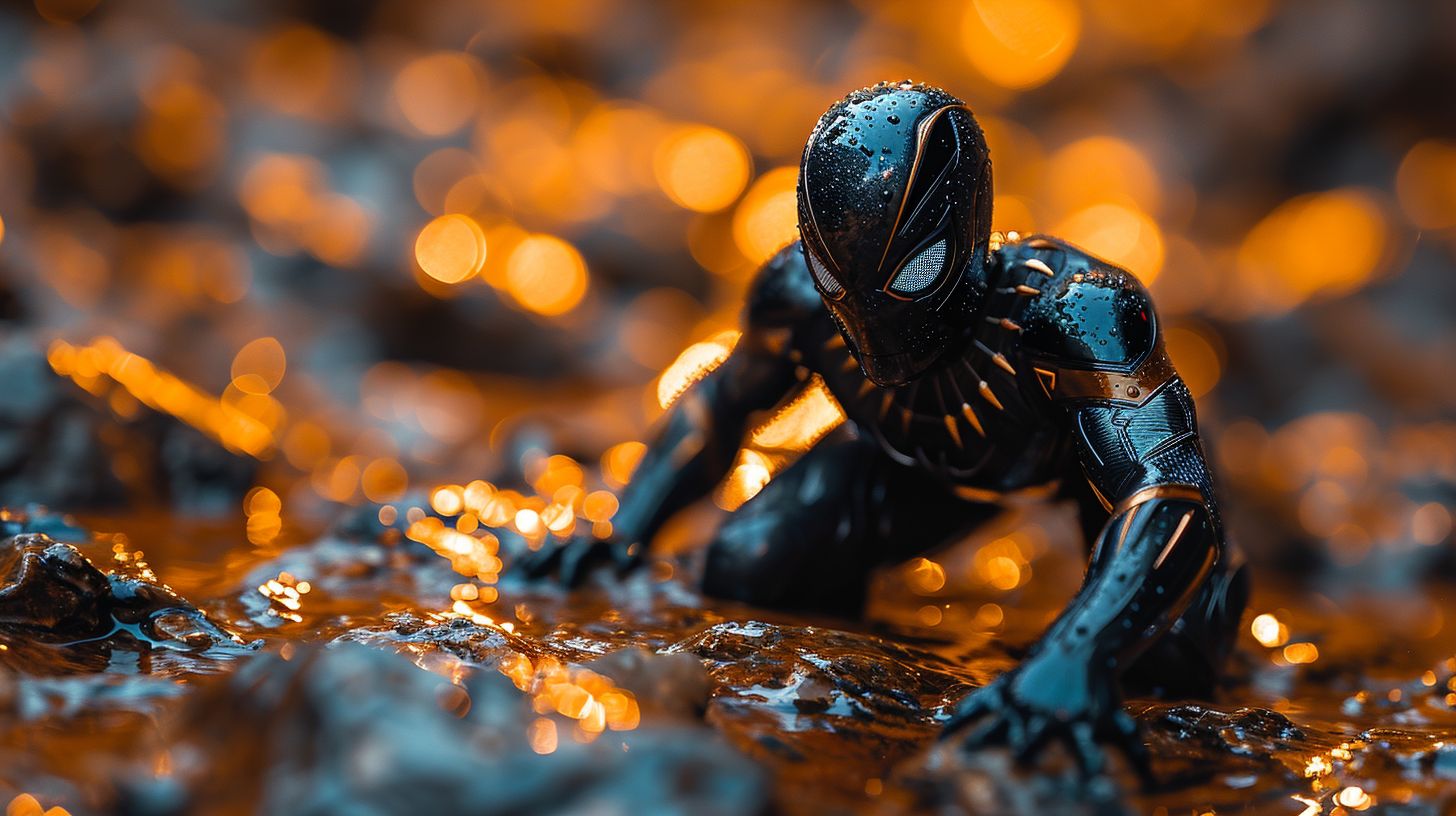 vanta black figurine swirling into existence, captur...