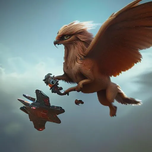 a cute griffin thats flying in space | OpenArt