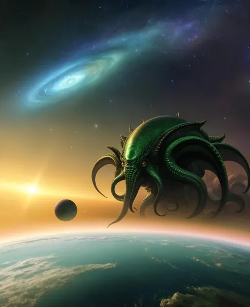 Cthulhu, planet and stars in sky, intricate, masterp... | OpenArt