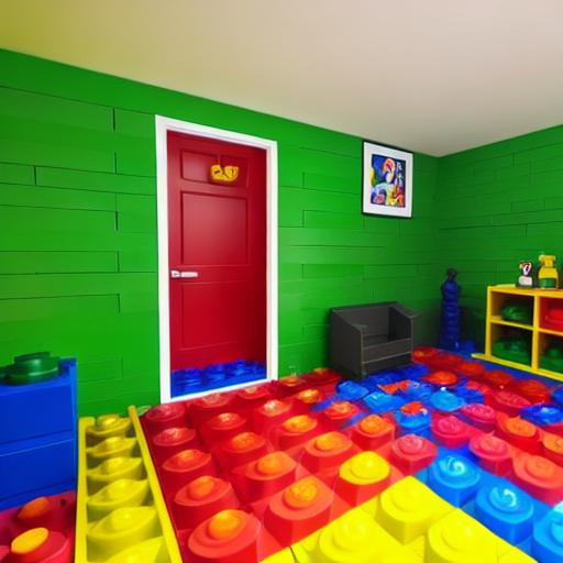 a backrooms level made out of lego bricks with green...