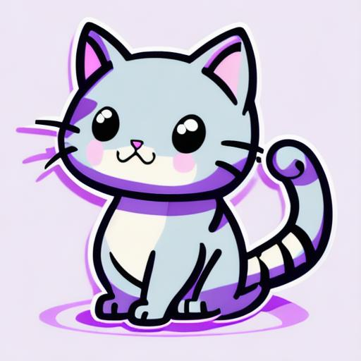 small cute shiny cat, cartoon , anime , shiny backg...